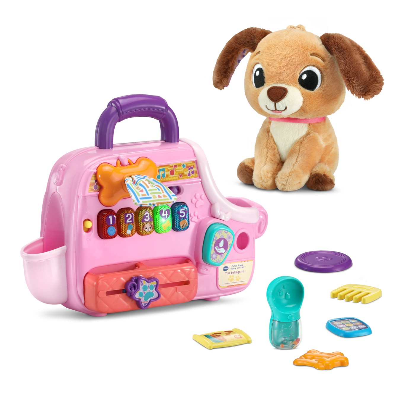 VTech Cutie Paws Interactive Carrier Toy With Plush Puppy